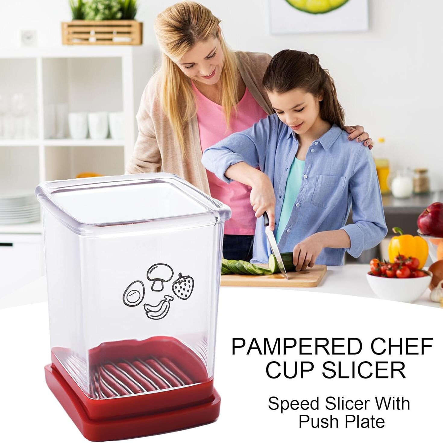 Feliator pentru fructe si legume, Inox, Alb/Rosu - eMAG.ro