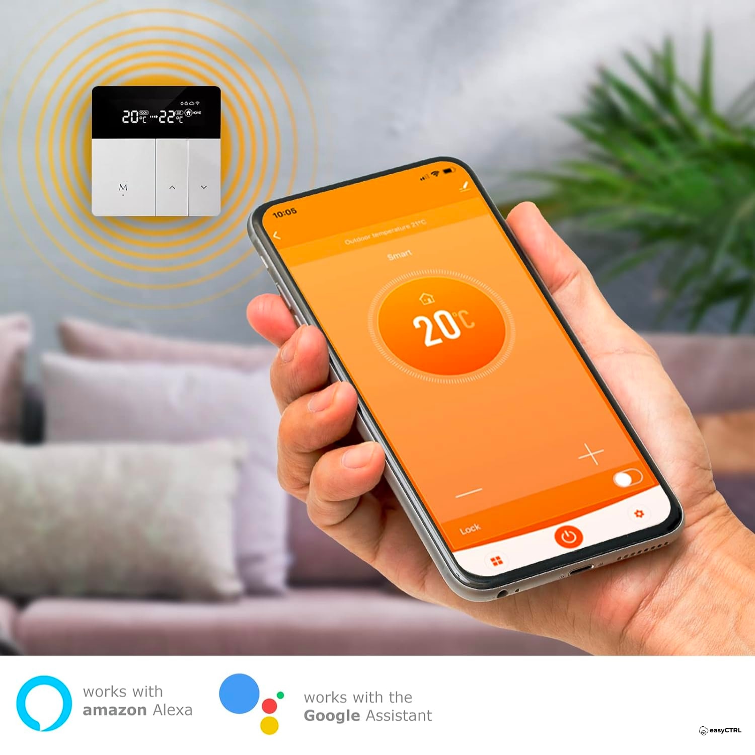 Termostat inteligent Wi-Fi pentru centrala termica, Smart Life / Tuya ...