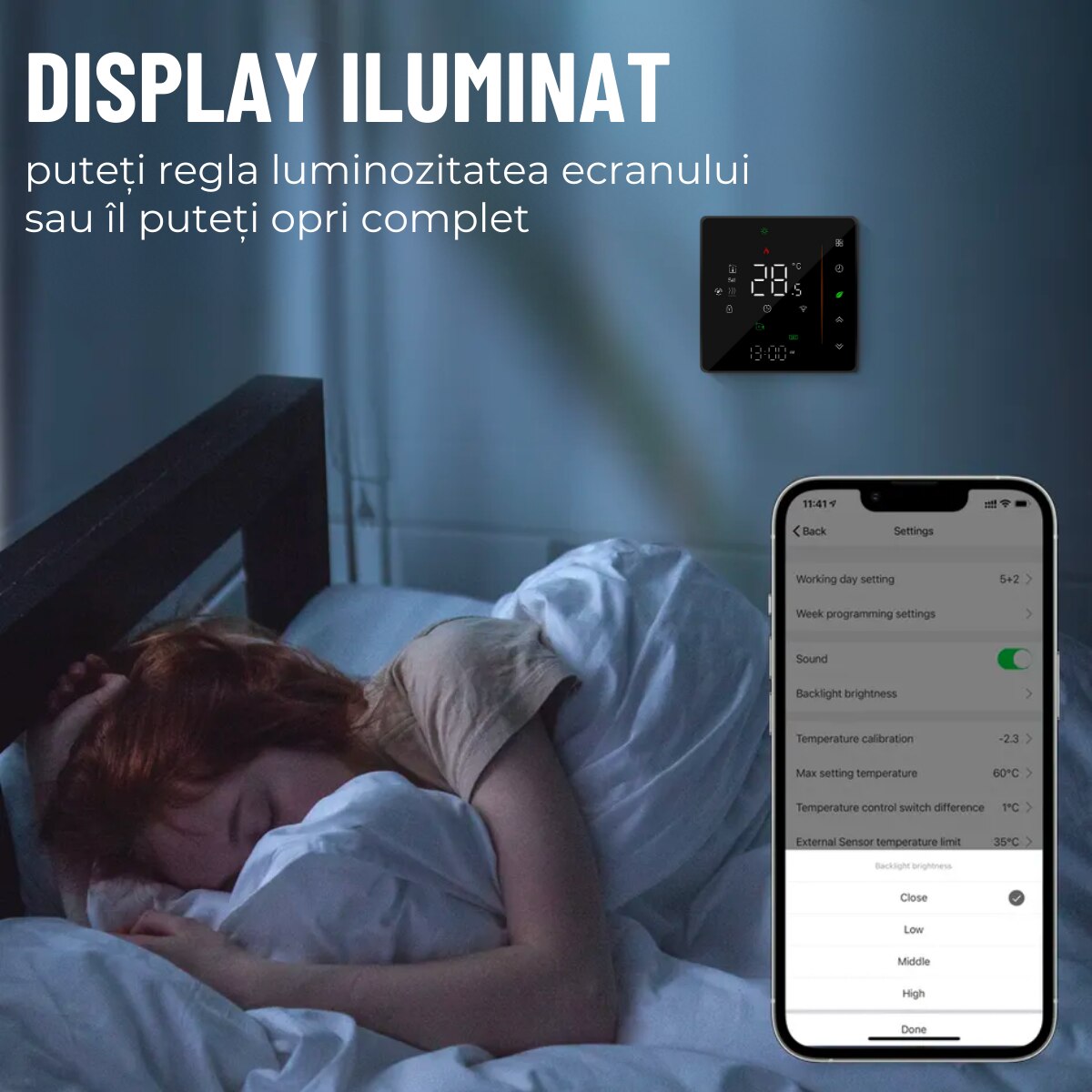 Termostat inteligent Wi-Fi pentru centrala termica, Smart Life / Tuya ...