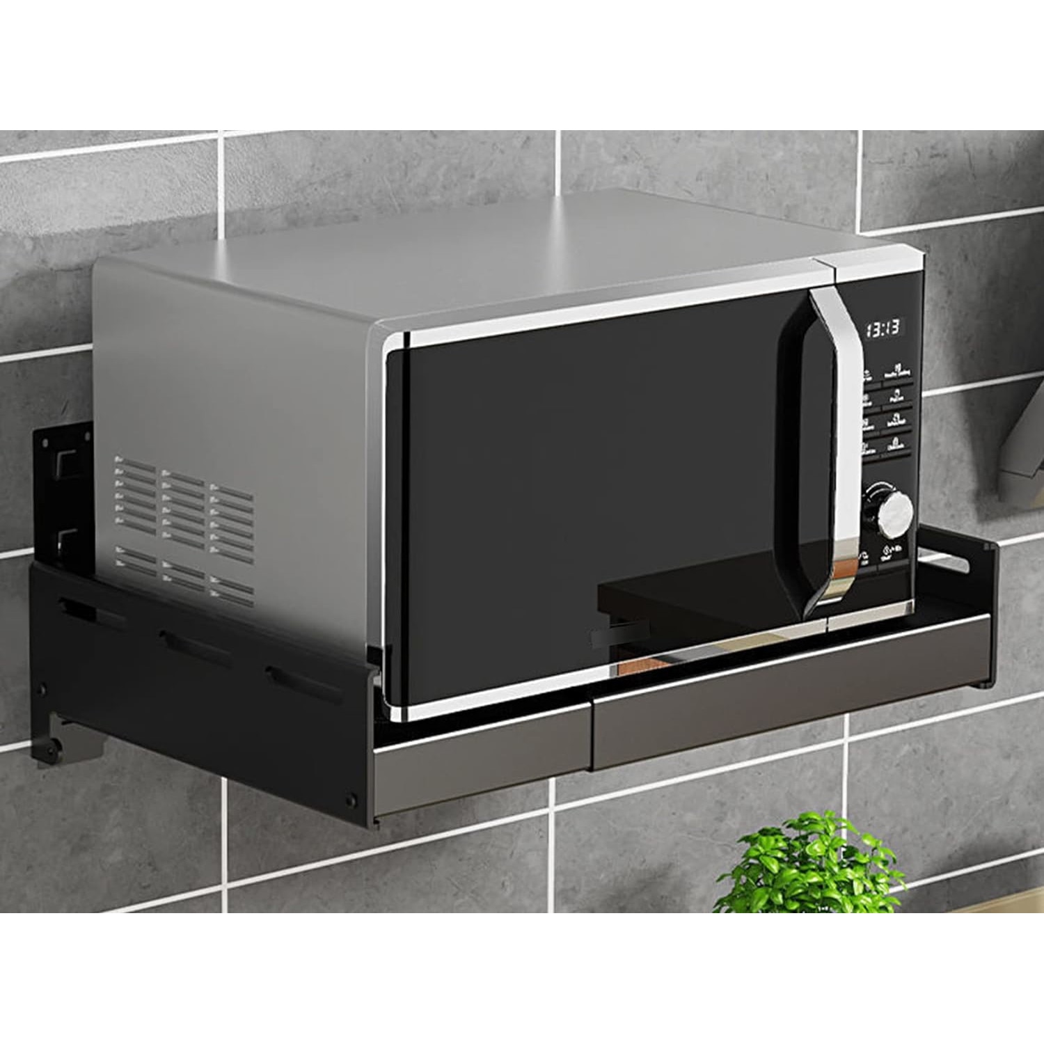 Suport perete pentru cuptor cu microunde Jormftte, extensibil, negru ...