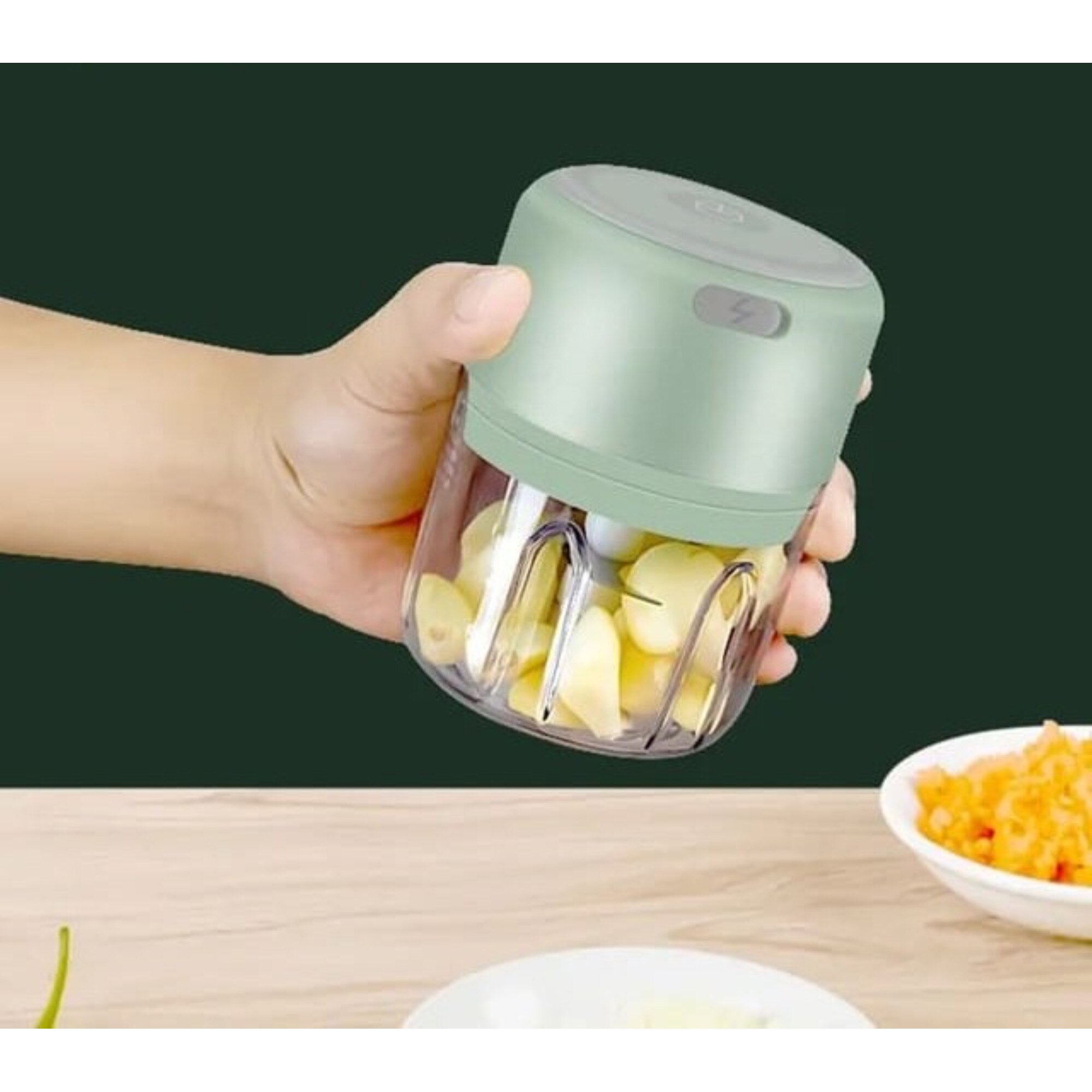 Mini tocator electric, 250 ml, 3 lame din inox, functionare fara fir ...