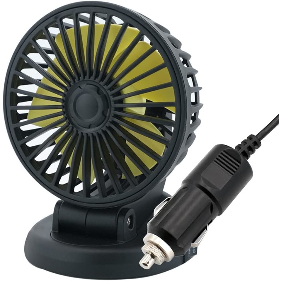 Ventilator pentru masina, Jormftte, 12V, USB, Negru/Galben - eMAG.ro