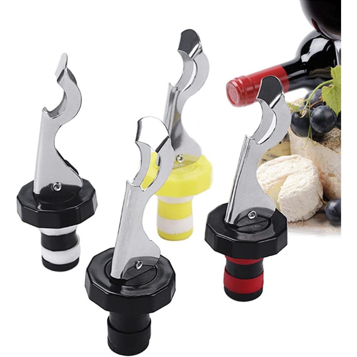 Set 4 dopuri sticle, Jormftte, Silicon/Inox, Multicolor - eMAG.ro