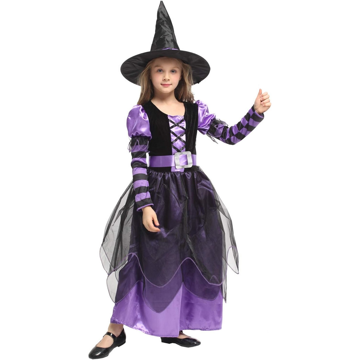 Costum de vrajitoare, Jormffte, 10-12 ani, Negru/Mov - eMAG.ro