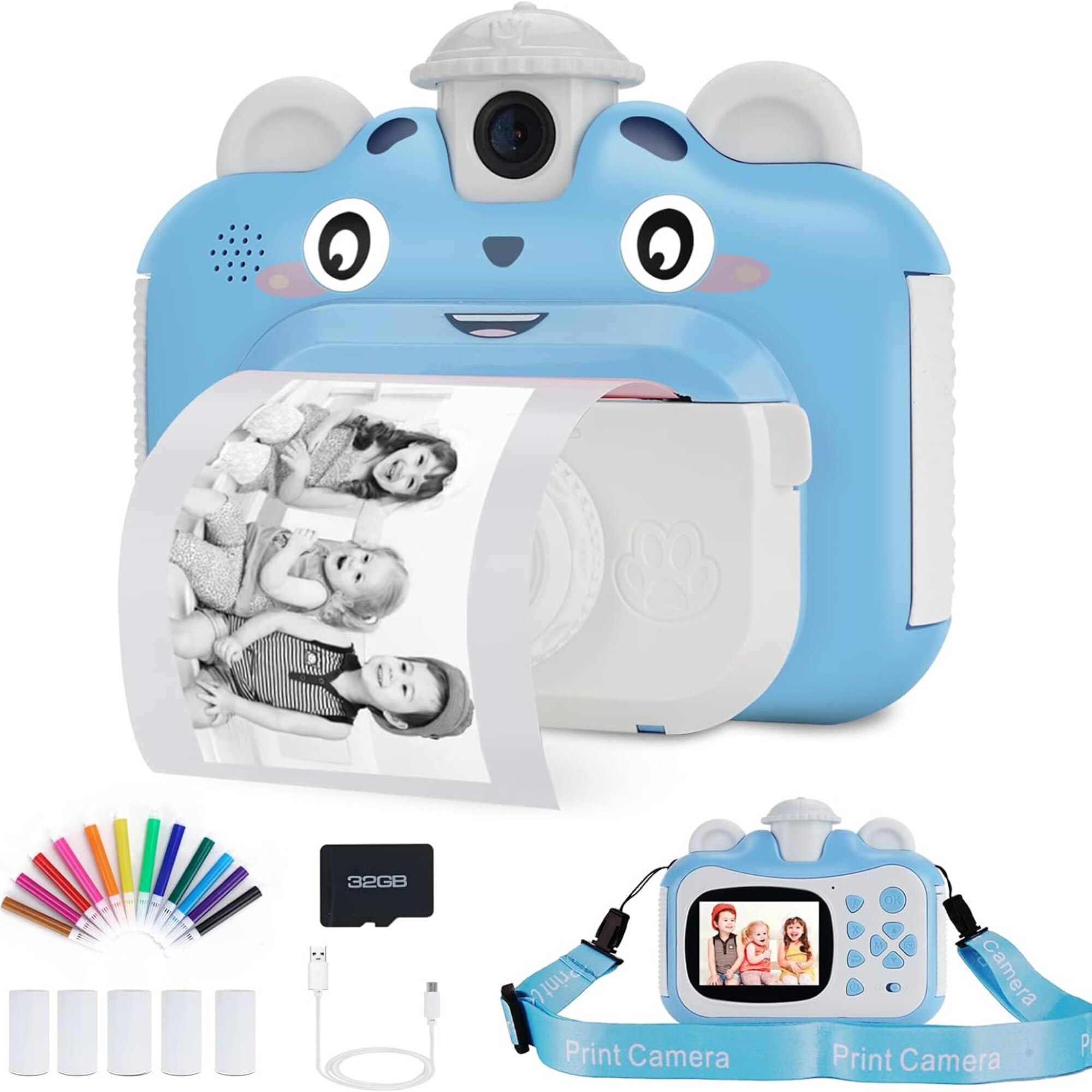 Camera digitala pentru copii 12MP, cu imprimare instantanee, cu camera ...