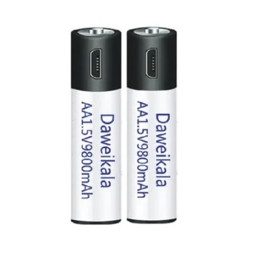 Set 2 acumulatori AA 1.5V, 9800 mAh, Li-Ion cu incarcare USB - eMAG.ro