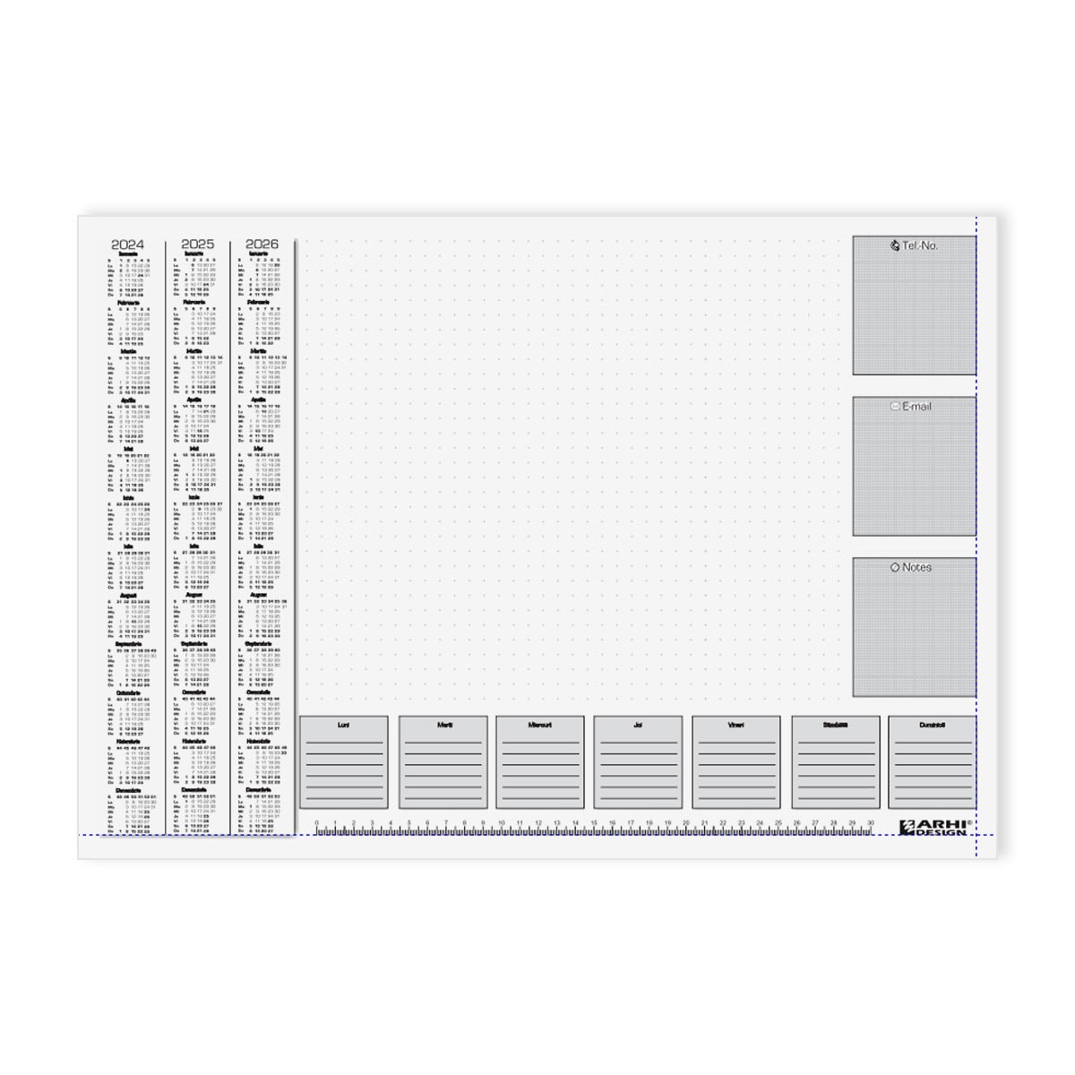 Calendar Planner Birou Multianual, 24 file pentru 2024, 2025, 2026 ...