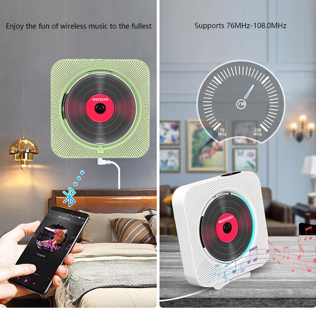 CD player portabil multifunctional, Wepzsxo, Bluetooth, Radio FM, Boxe ...