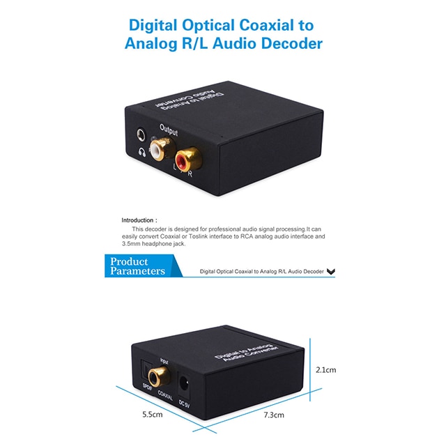 Convertor audio digital la analogic, Wepzsxo, Jack de 3.5 mm, Negru ...