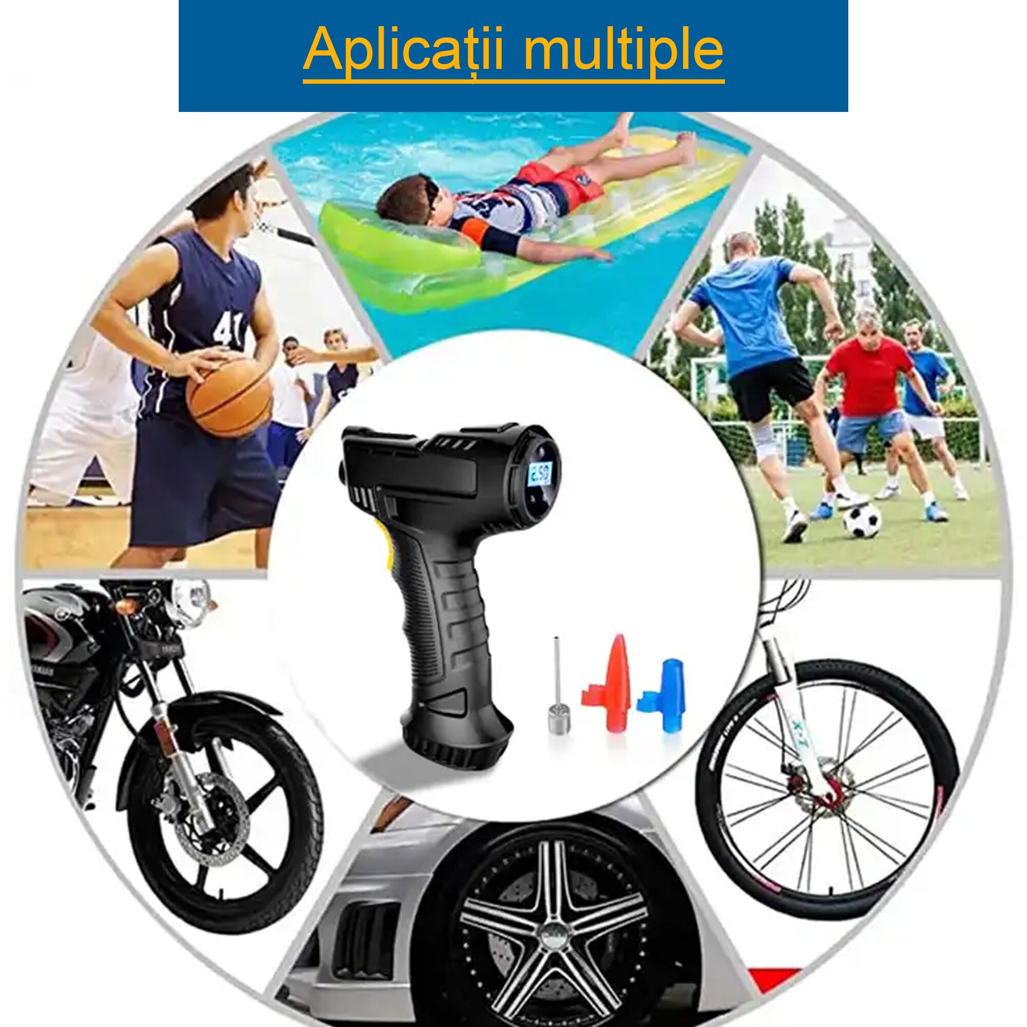 Compresor auto digital portabil 120 W, Wireless, Maxim 10 BAR/150Psi ...