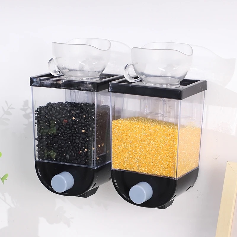 Recipient dozator de cereale si cafea, W A V E, 1L, negru - eMAG.ro