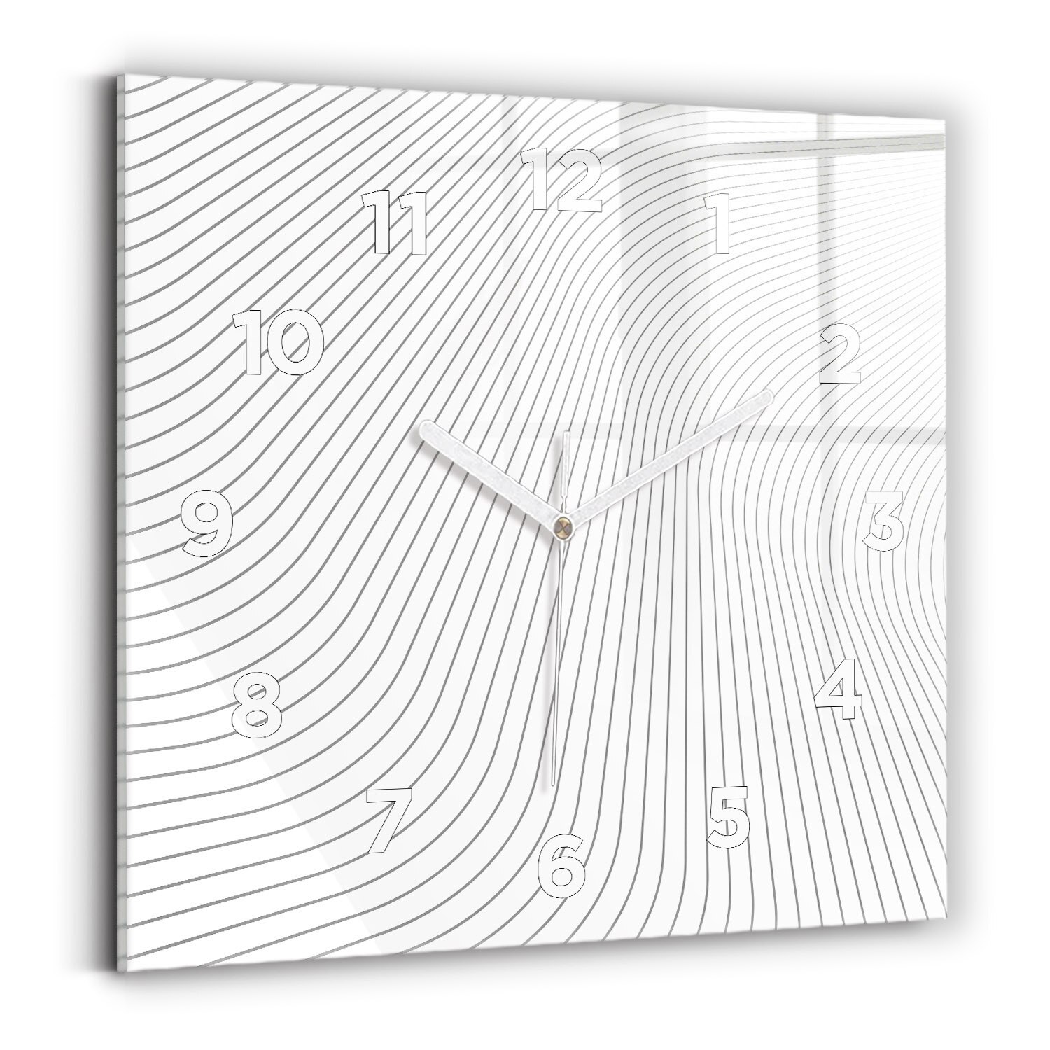 Ceas de perete, Wallfluent, de sticla, Mainile albe, cifrele, Linii de ...