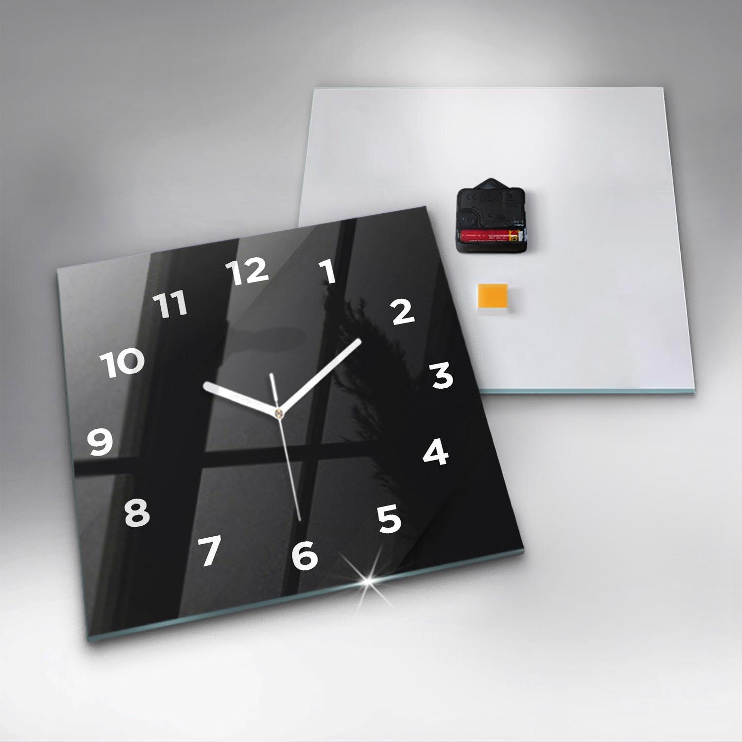 Ceas de perete, Wallfluent, de sticla, Mainile albe, cifrele, Model de ...
