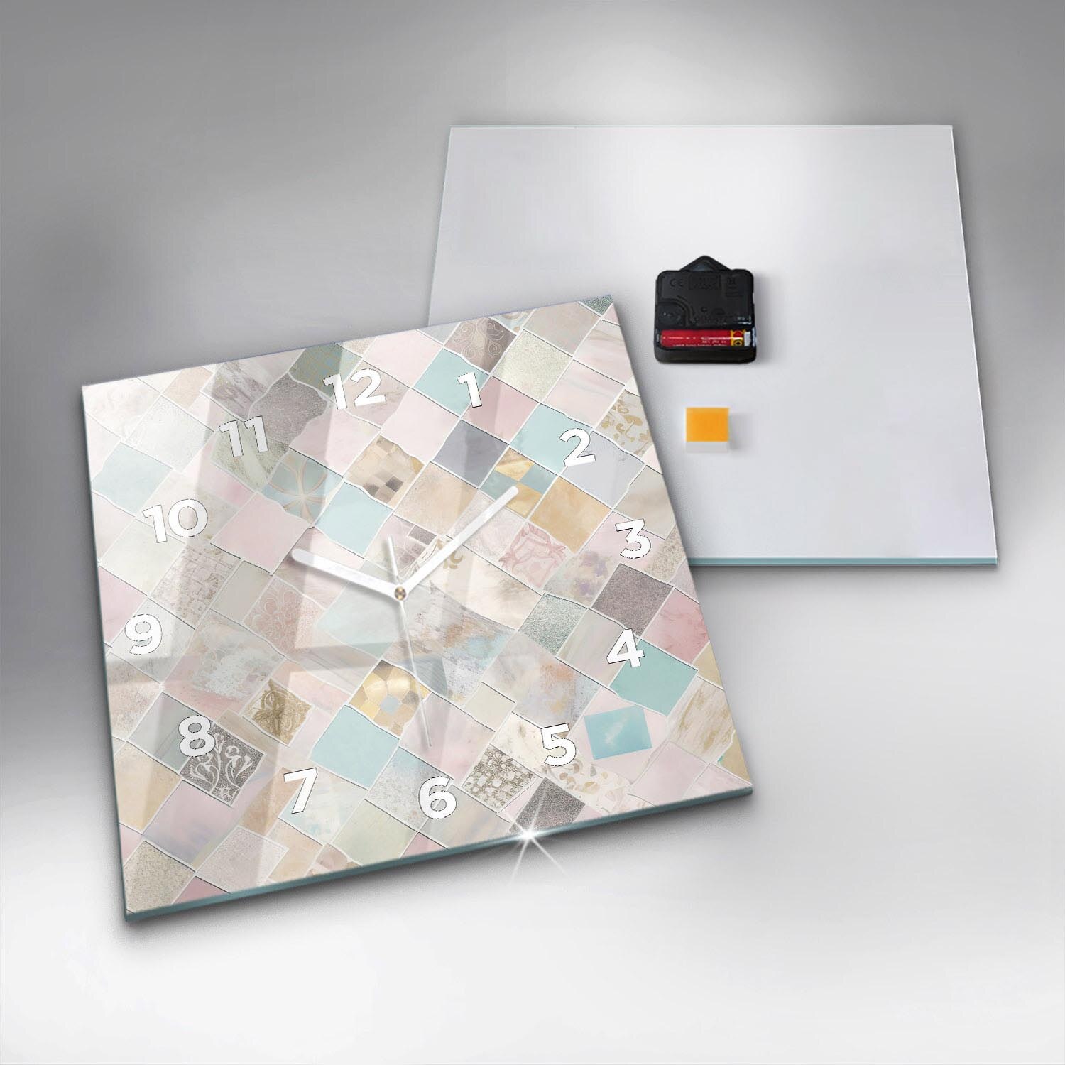 Ceas de perete, Wallfluent, de sticla, Mainile albe, cifrele, Placi ...