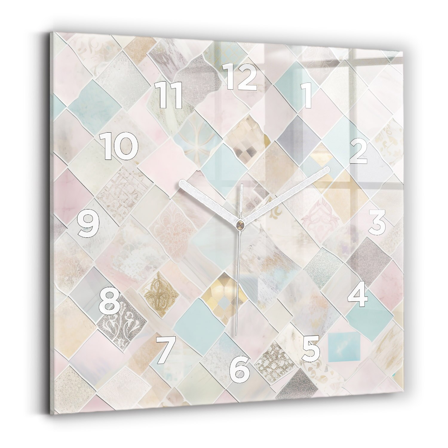 Ceas de perete, Wallfluent, de sticla, Mainile albe, cifrele, Placi ...