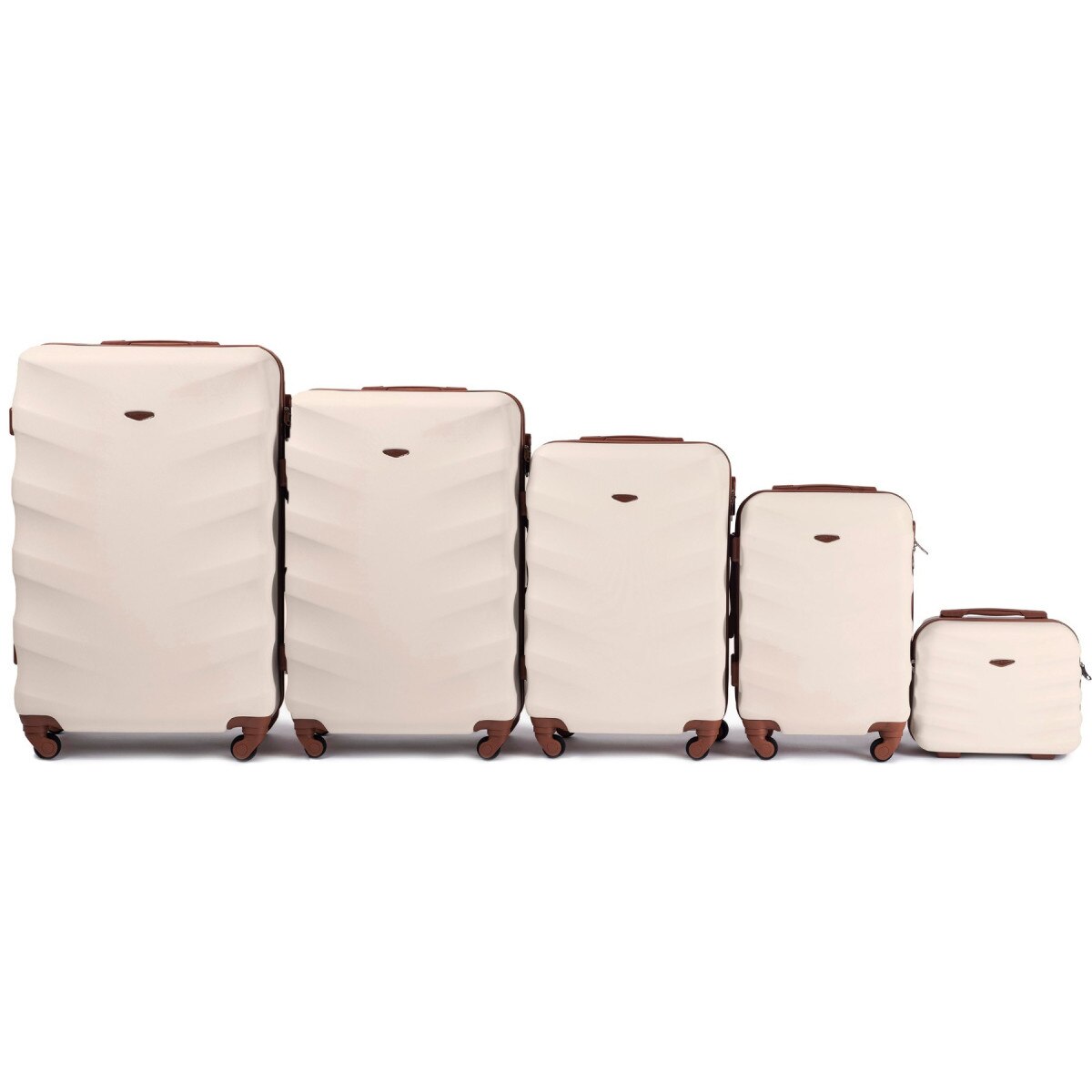 Set 5 valize calatorie, Wings, ABS, 5 dimensiuni, Alb murdar - eMAG.ro