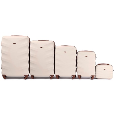 Set 5 valize calatorie, Wings, ABS, 5 dimensiuni, Alb murdar - eMAG.ro
