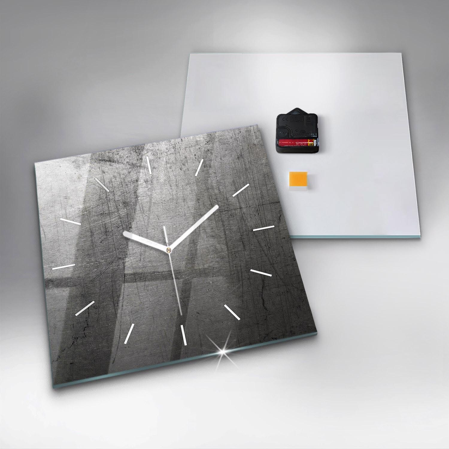 Ceas de perete, Wallfluent, de sticla, Mainile albe, Fara cifre, Perete ...