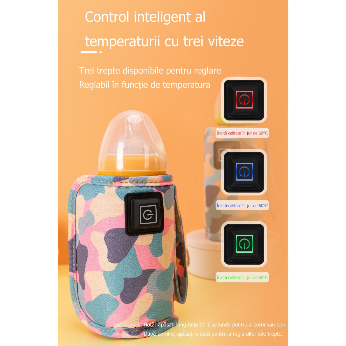 Incalzitor portabil pentru biberoane de lapte, USB, Multicolor - eMAG.ro