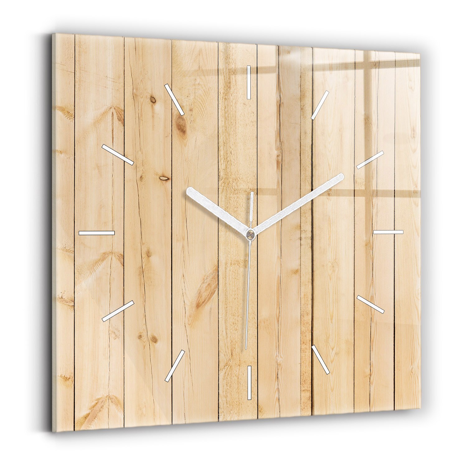 Ceas de perete, Wallfluent, de sticla, Mainile albe, Fara cifre ...