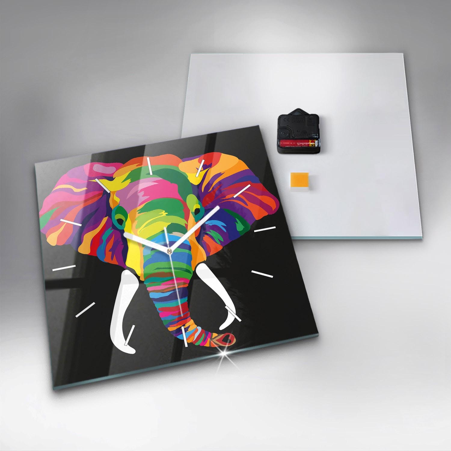 Ceas de perete, Wallfluent, de sticla, Mainile albe, Fara cifre ...