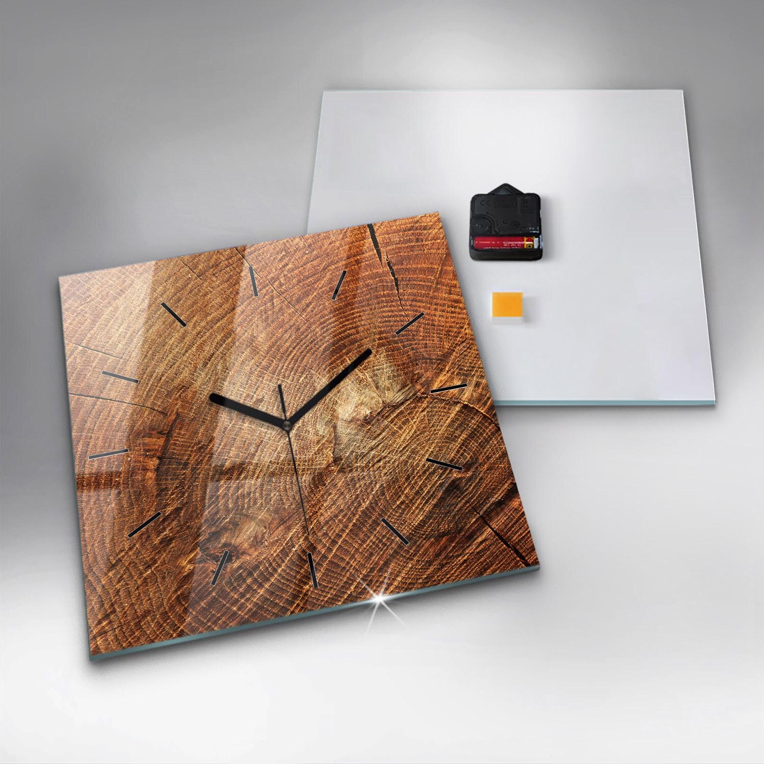 Ceas de perete, Wallfluent, de sticla, Mainile negre, Fara cifre ...