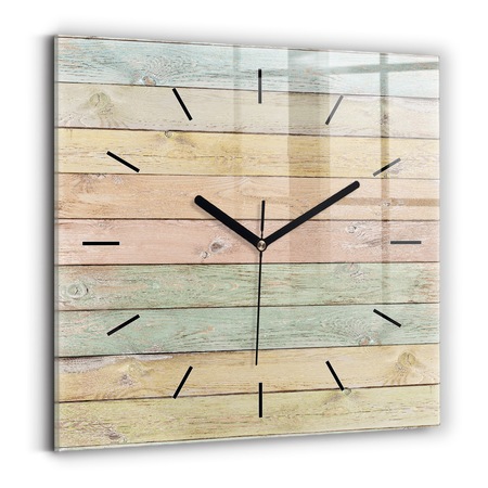 Ceas de perete, Wallfluent, de sticla, Mainile negre, Fara cifre, Placi ...