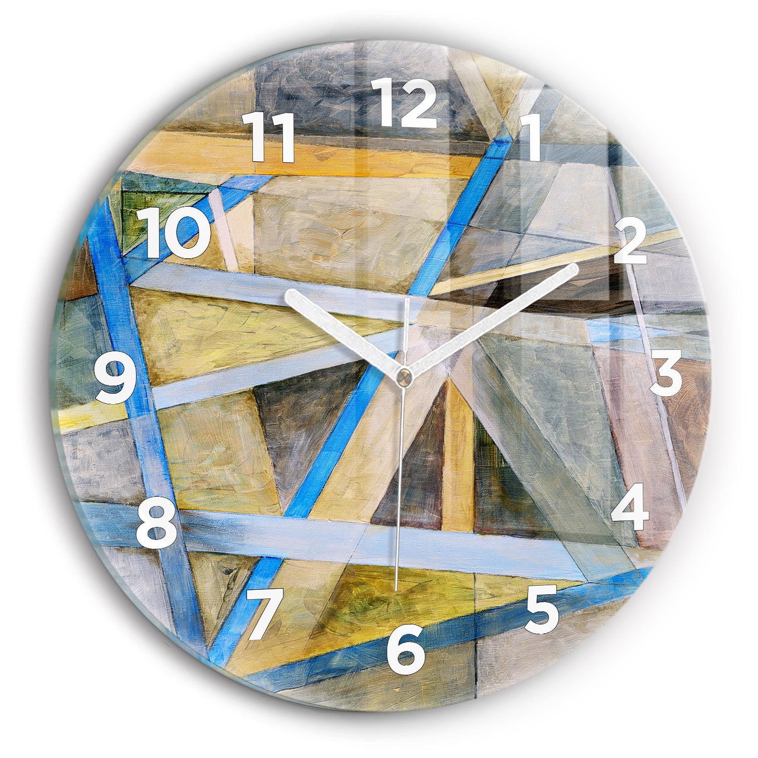 Ceas de perete, Wallfluent, de sticla, Mainile albe, Cifre Arabe ...