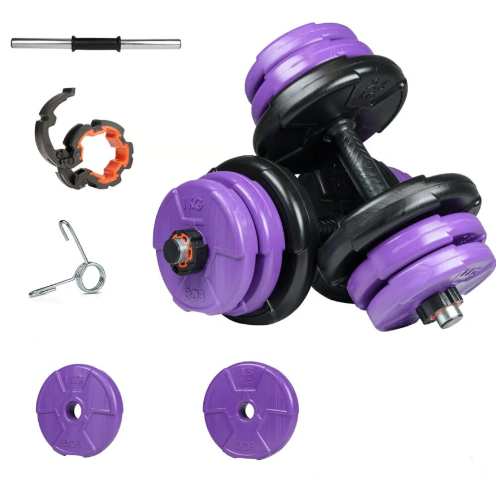 Set gantere reglabile de 21 KG cu 2 bare de 45 cm lungime si cleme ...