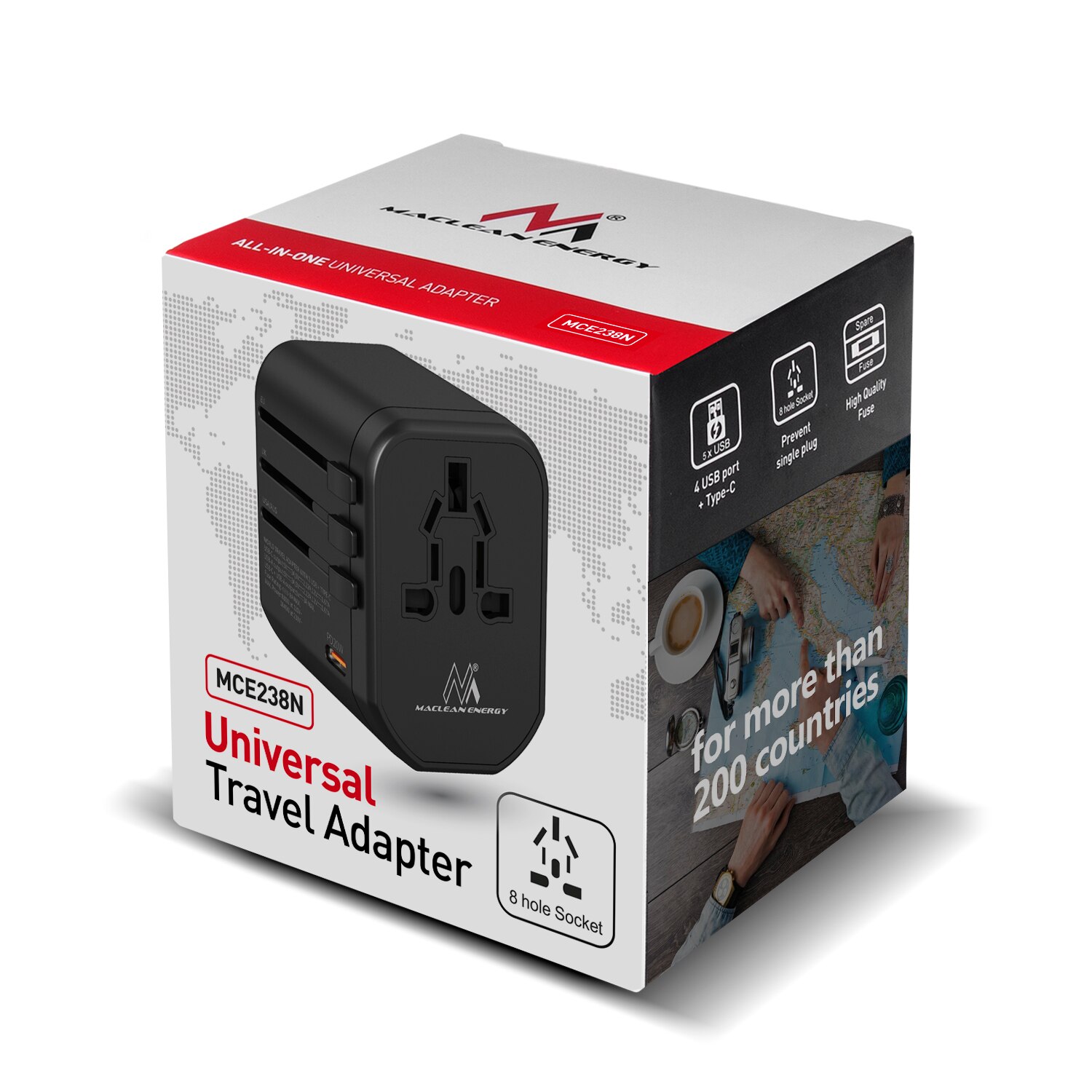Adaptor de alimentare universal MCE238N, 2xUSB 3A si USB-C PD 20W ...