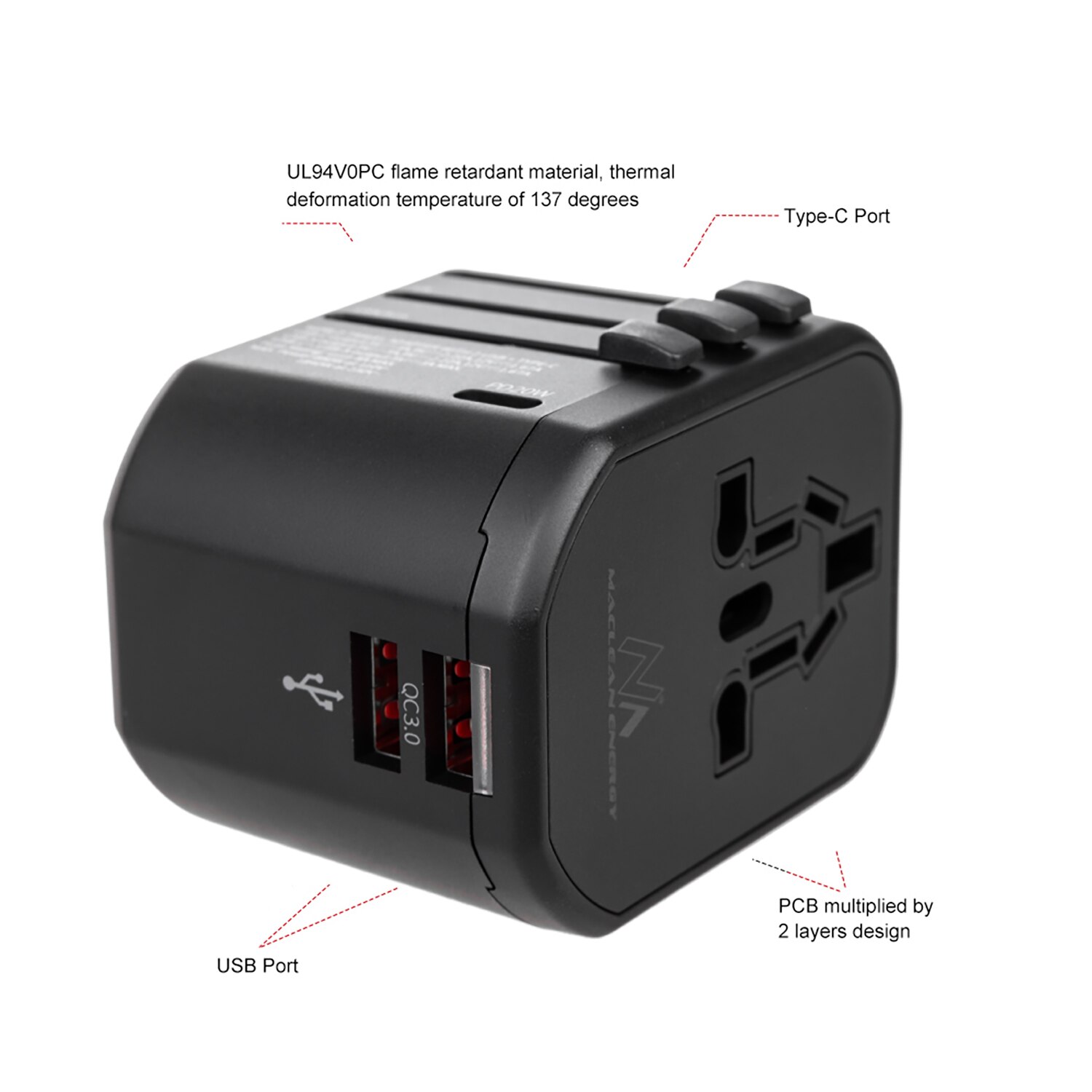 Adaptor de alimentare universal MCE238N, 2xUSB 3A si USB-C PD 20W ...
