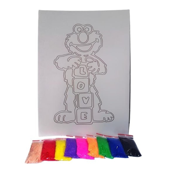 Plansa cu nisip colorat si sclipici, desen sand art, mare din carton ...