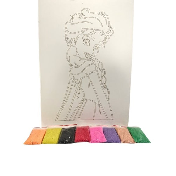 Plansa cu nisip colorat si sclipici, desen sand art, mare din carton ...