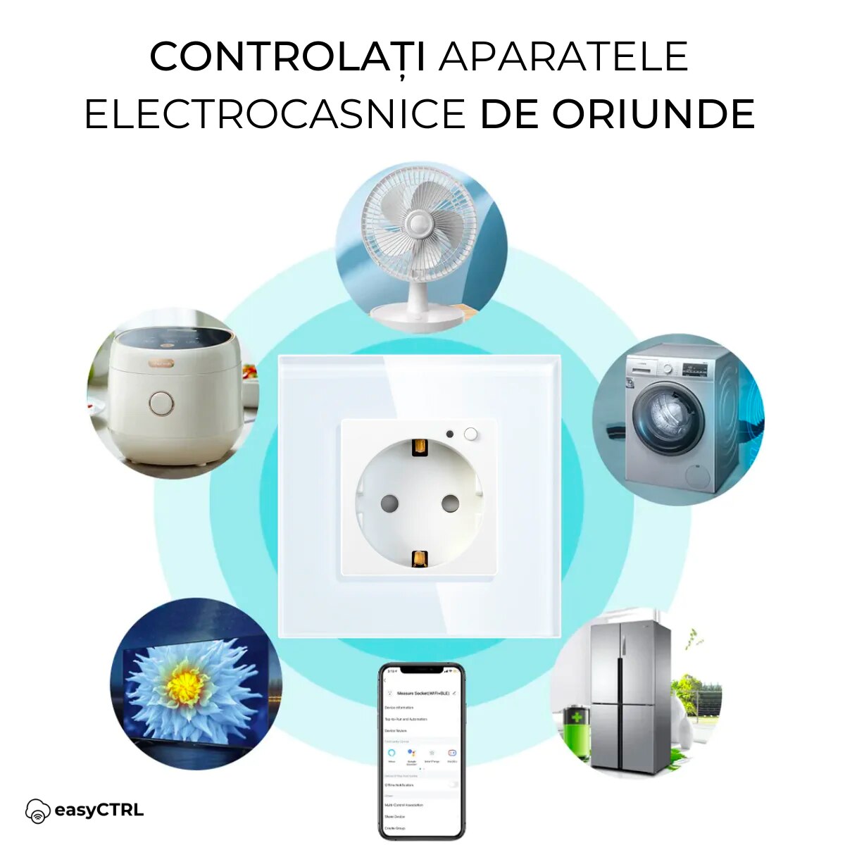 Priza inteligenta de perete, Wi-Fi, 16A, Monitorizare consum, Smart ...