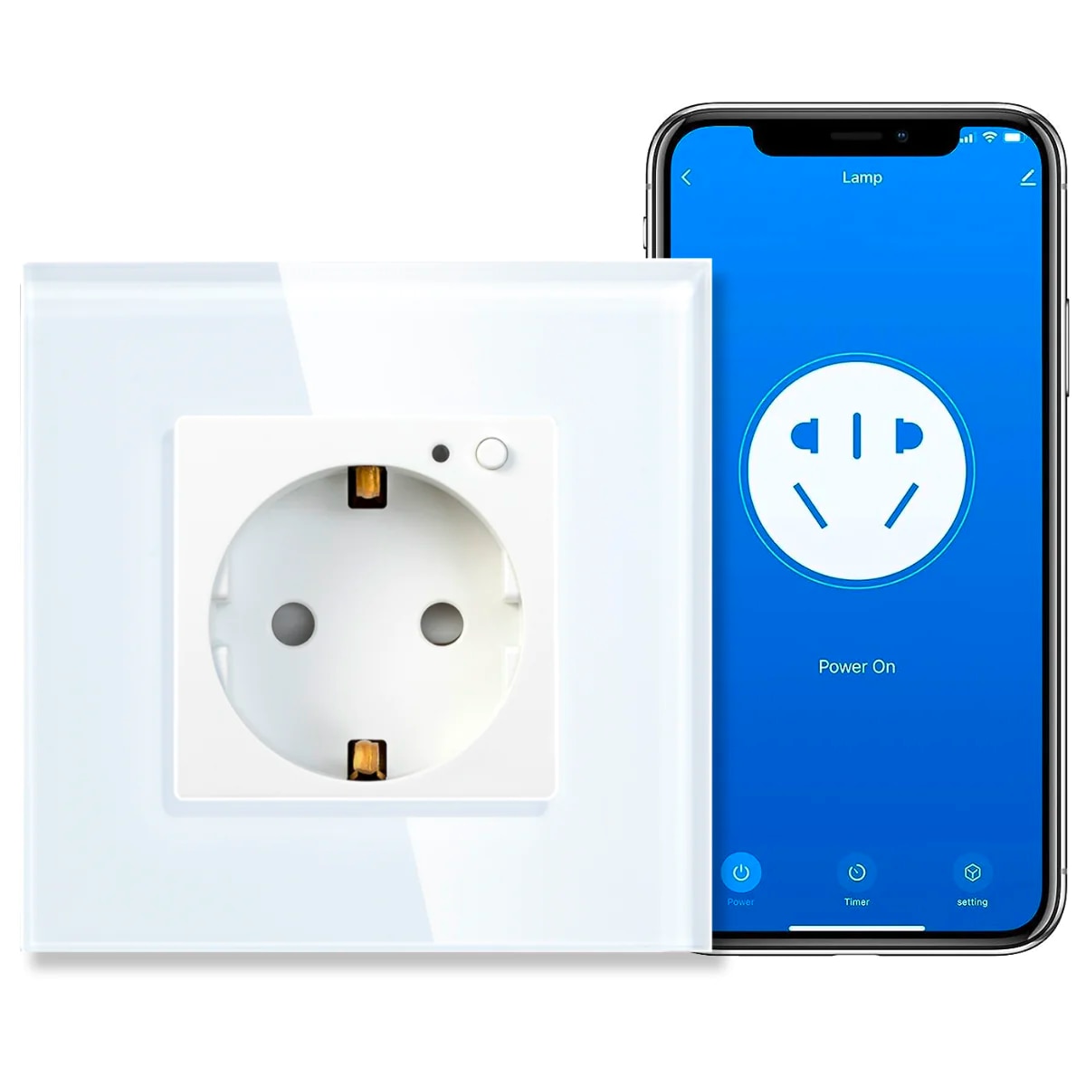 Priza inteligenta de perete, Wi-Fi, Rama din sticla, Monitorizare ...