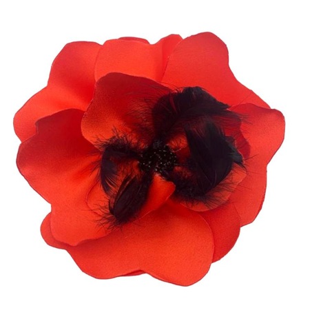 Brosa Tip Floare de Mac Rosu cu Miez Negru din Material si Margea ...