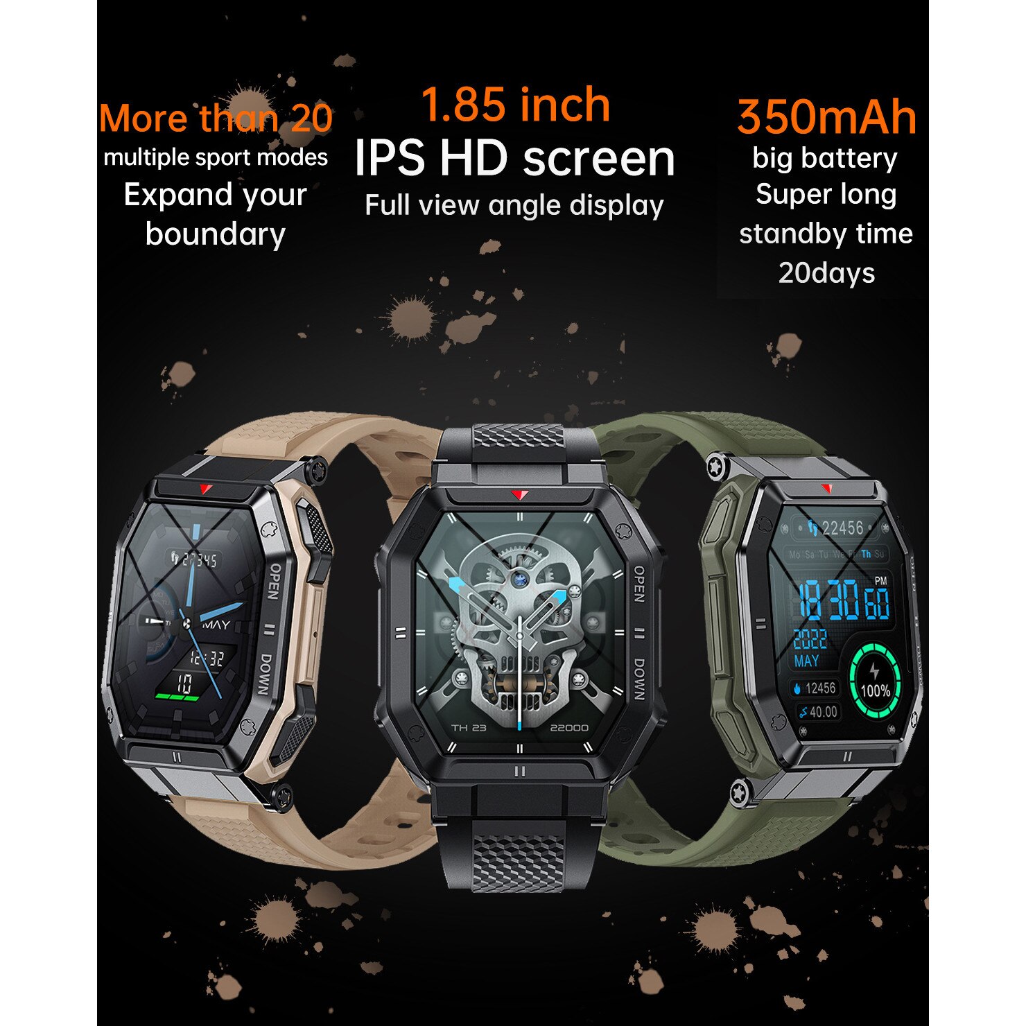 Ceas inteligent, Silicon, Bluetooth, Ritm cardiac, Oxigen, Cronometru ...