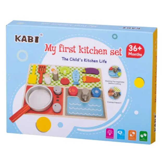 Set de gatit pentru copii, L@ka, Cu accesorii, Lemn, Non-toxic, 15 ...