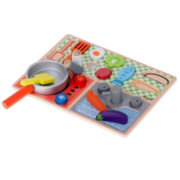 Set de gatit pentru copii, L@ka, Cu accesorii, Lemn, Non-toxic, 15 ...