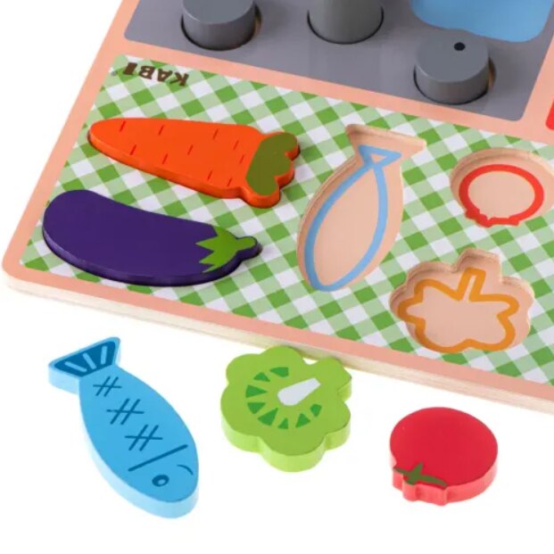 Set de gatit pentru copii, L@ka, Cu accesorii, Lemn, Non-toxic, 15 ...