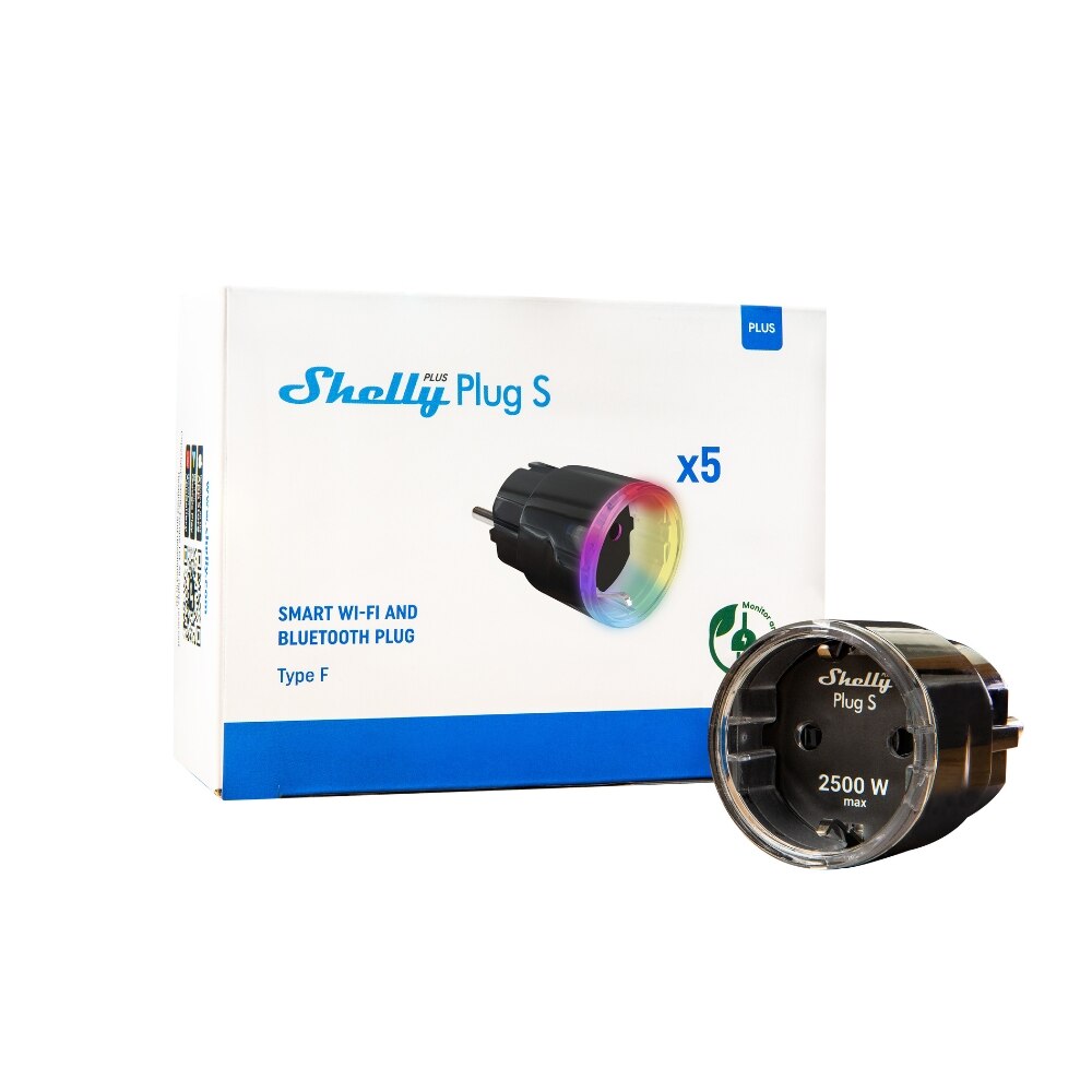 Pachet de 5 prize inteligente Shelly Plus Plug S Negre cu monitorizare ...