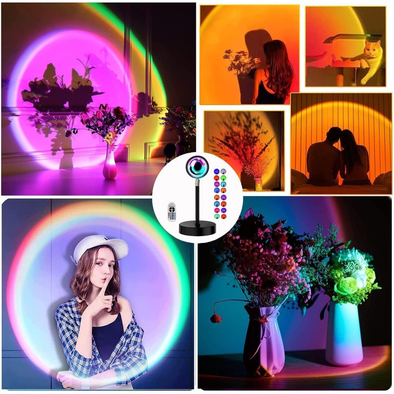 Lampa pentru apus de soare, LED, 16 culori, Negru - eMAG.ro