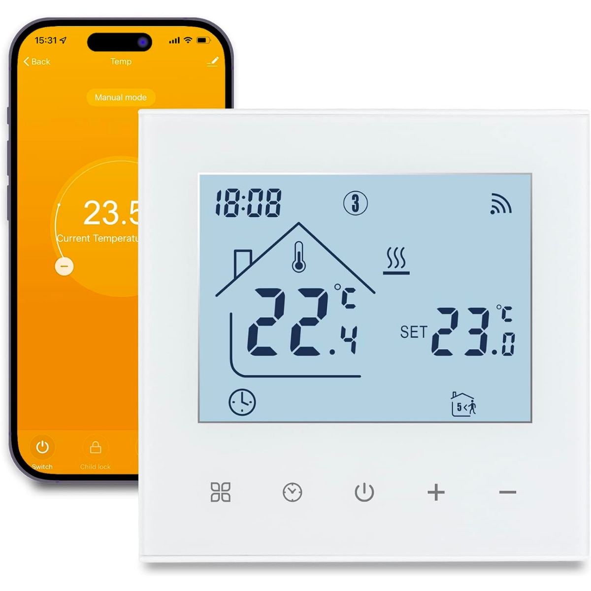 Termostat inteligent Wi-Fi pentru centrala termica, Smart Life / Tuya ...