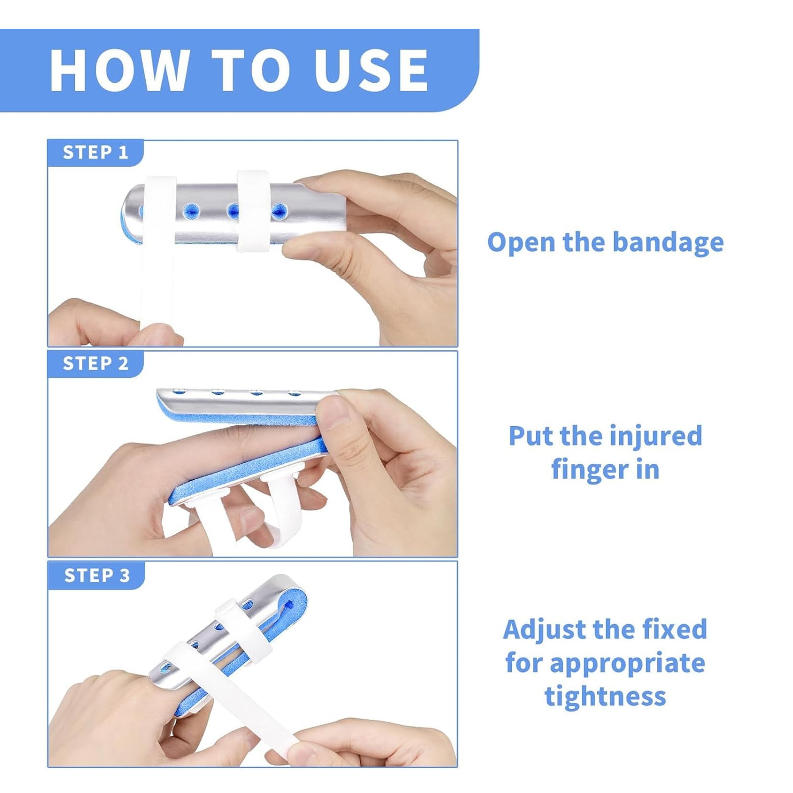 Set 3 bandaje imobilizare deget, Axroad Mall, Cu atela, Respirabil si ...