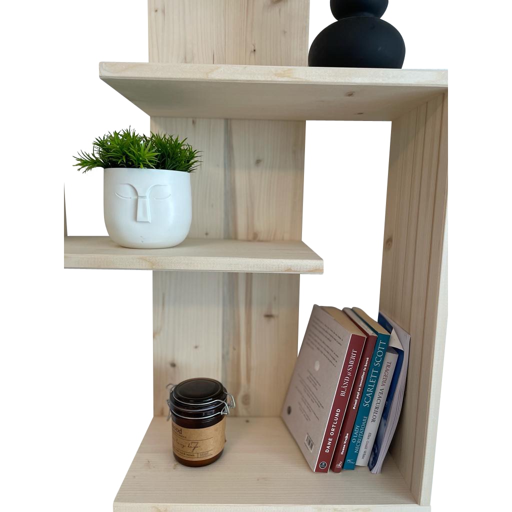 Raft de perete din lemn de pin natural, 84x55x22 - eMAG.ro