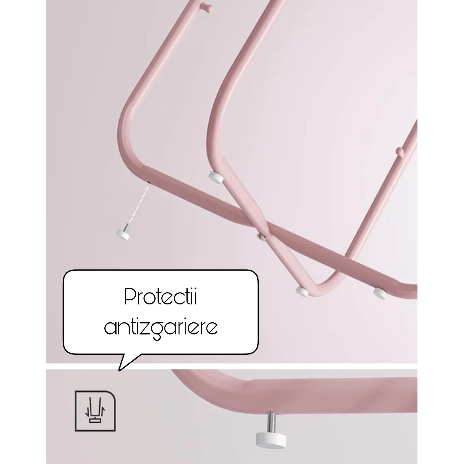 Masa de cafea cu cos de depozitare, cadru metalic, MDF, 45 x 50 cm, roz ...