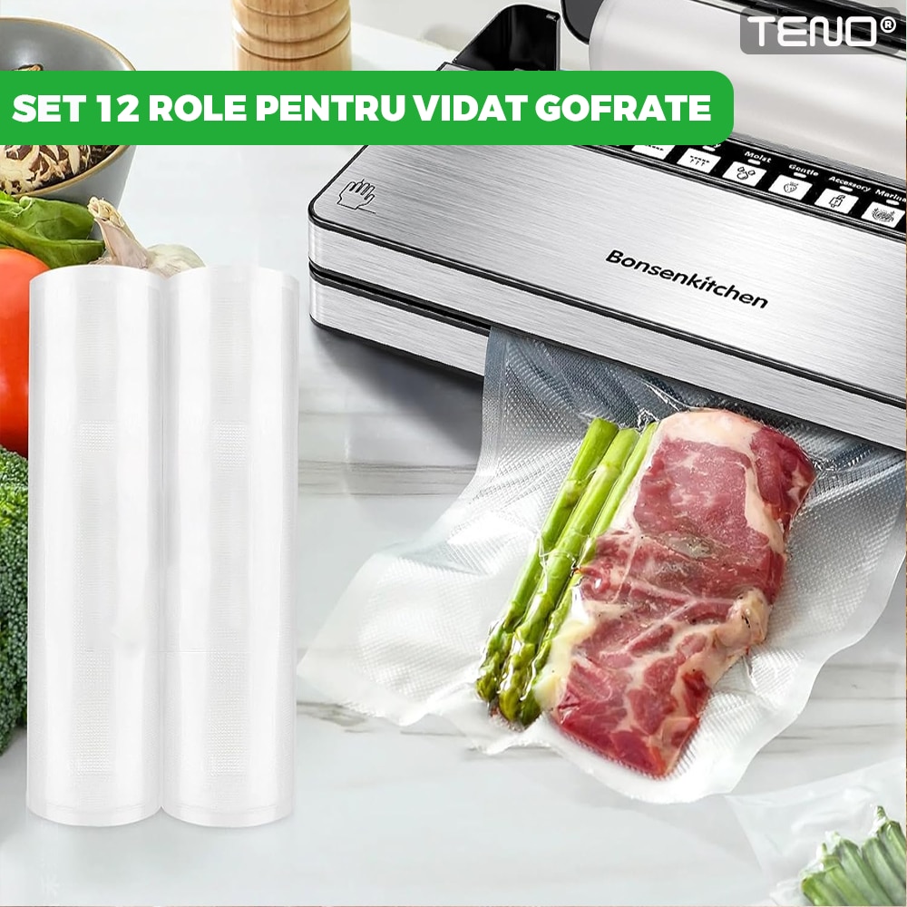 Set de 12 Role Folii pentru Vidat Universale Teno®, 5m x 15cm ...