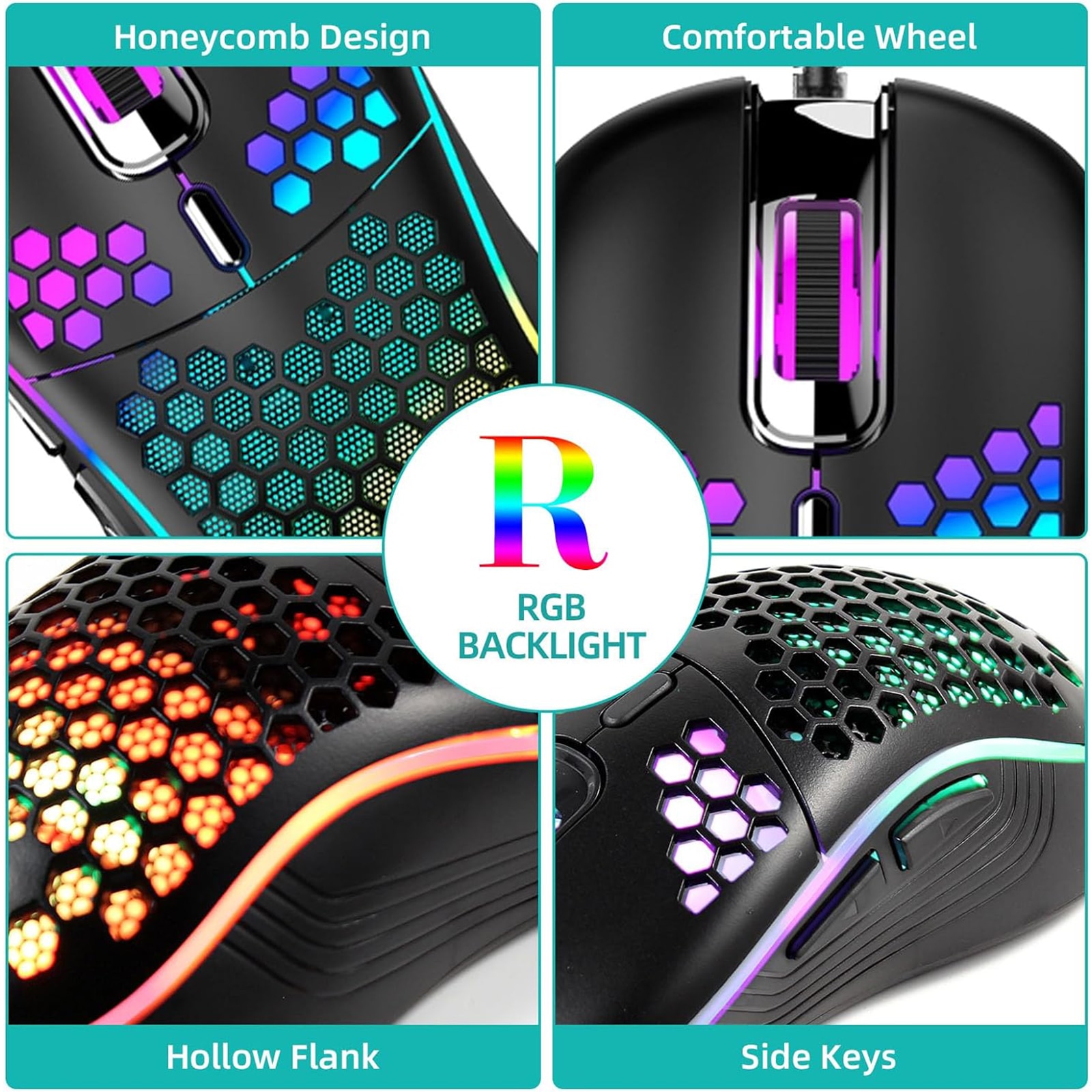 Mouse profesional pentru Gaming & Office, NUODWELL, Iluminare RGB, Cu 6 ...
