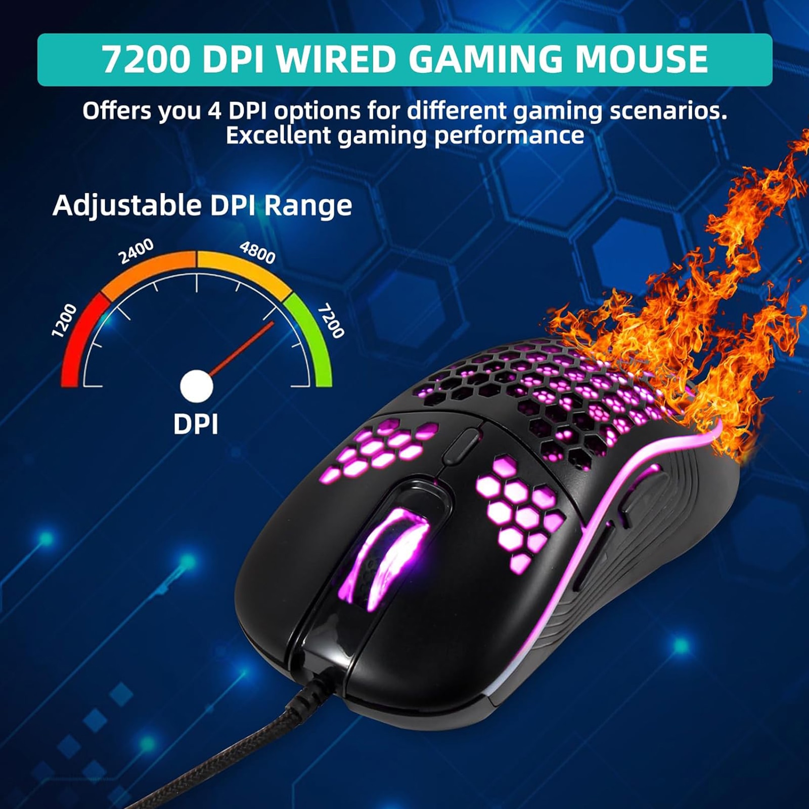 Mouse profesional pentru Gaming & Office, NUODWELL, Iluminare RGB, Cu 6 ...