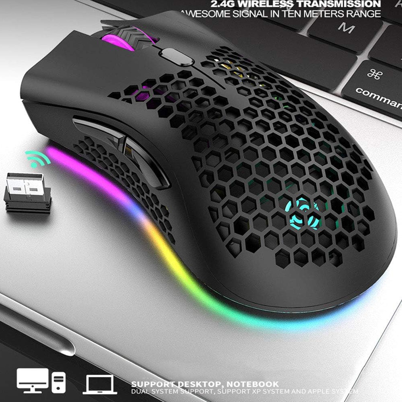 Mouse wireless profesional pentru gaming & office, NUODWELL, Iluminare ...